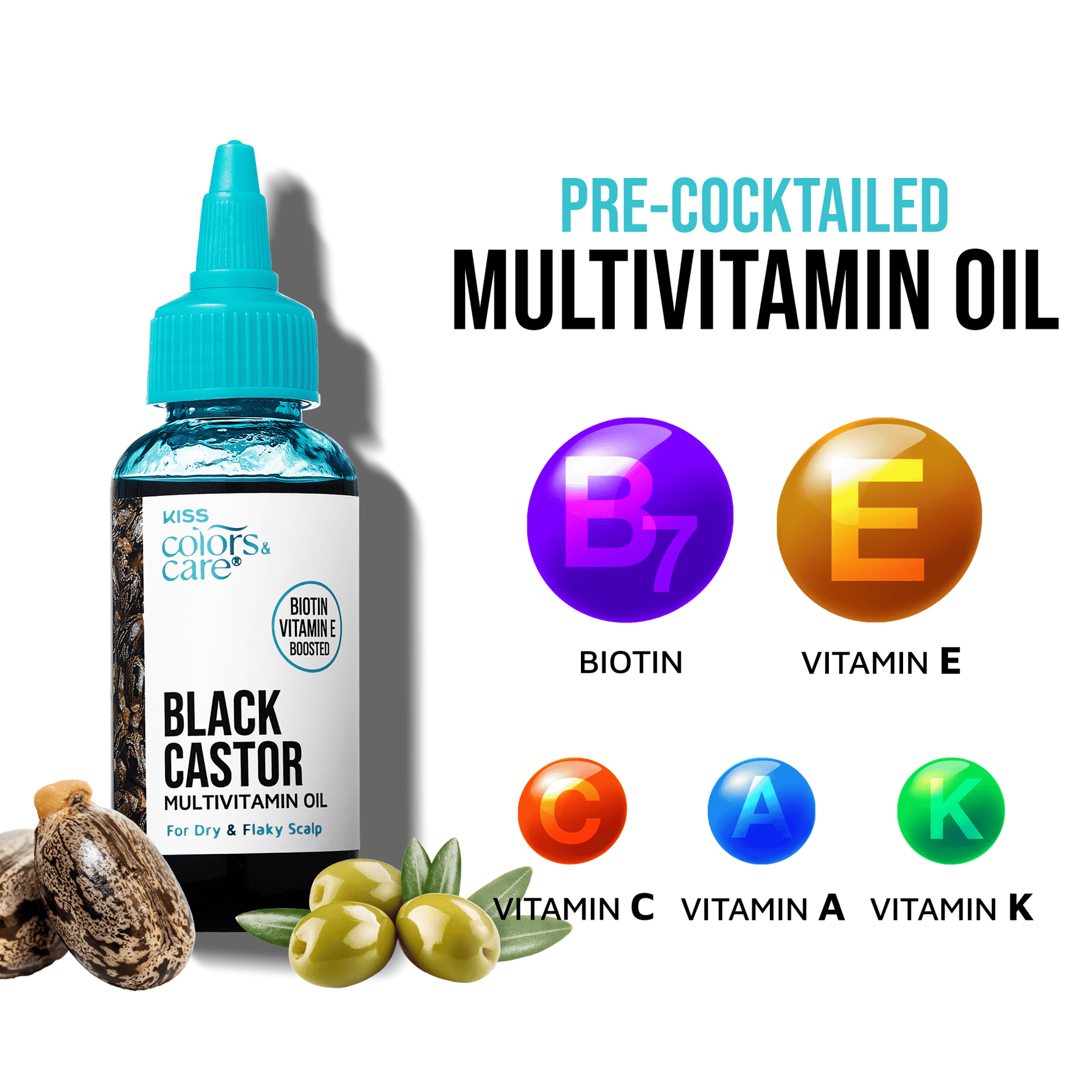 KISS Colors & Care Multivitamin Oil - Black Castor